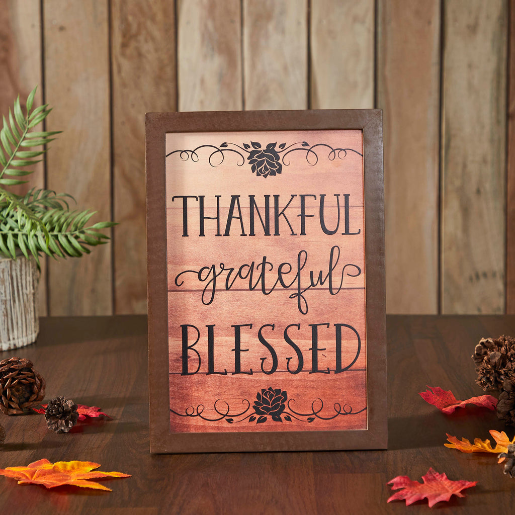 Shiplap Natural Thankful Grateful Blessed Wall Sign 13x9 – Beth's Country Primitive Home Decor