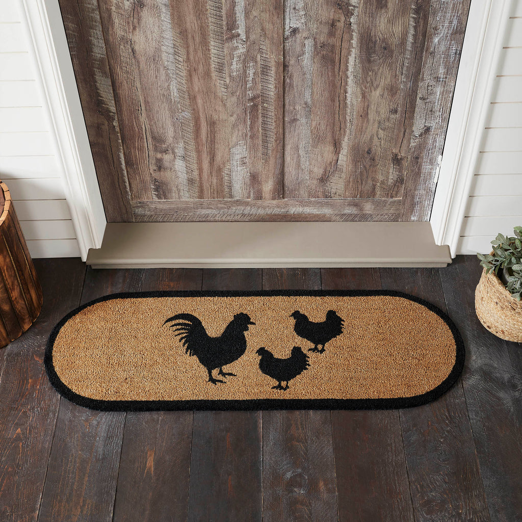 Down Home Rooster & Hens Coir Rug Oval 17x48 – Beth's Country Primitive ...