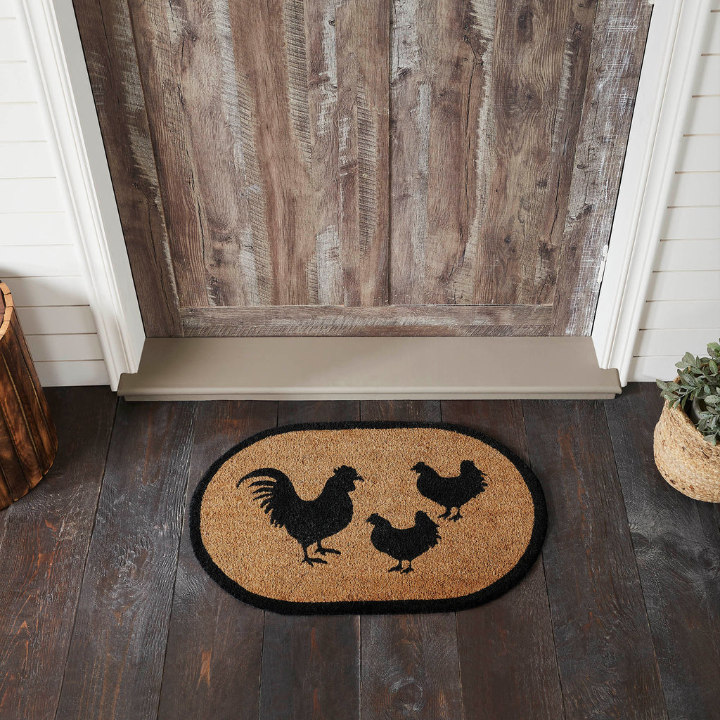 Down Home Rooster & Hens Coir Rug Oval 20x30 – Beth's Country Primitive ...
