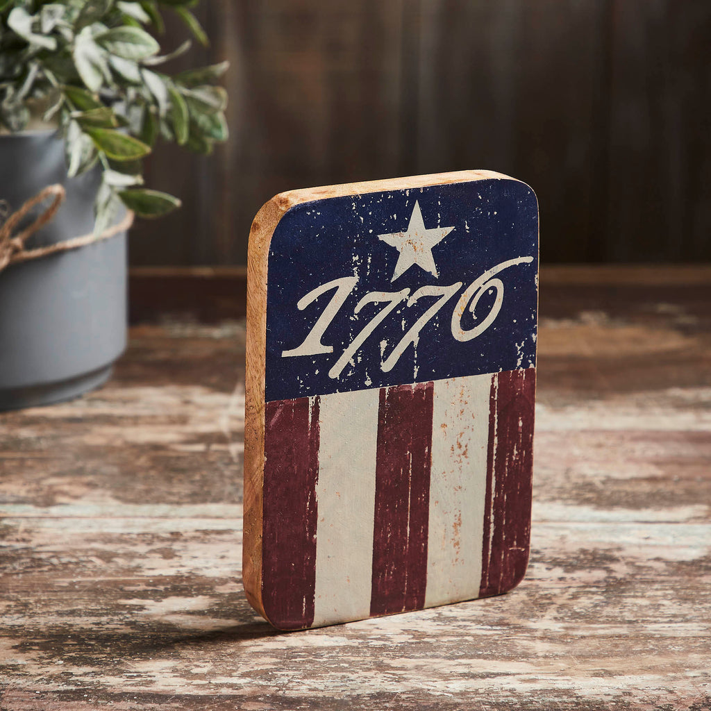 1776 Flag Stripes Wooden Sign 7x5 – Beth's Country Primitive Home Decor