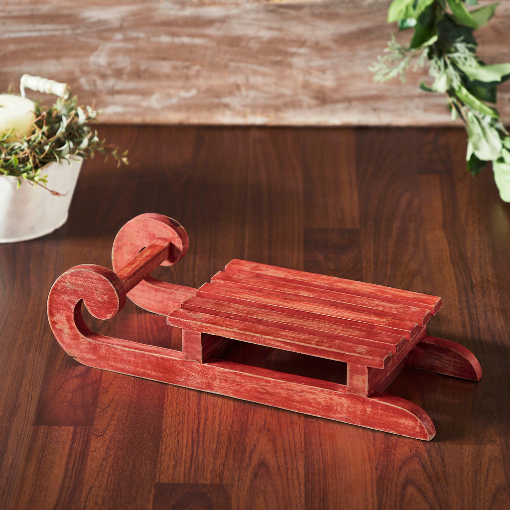 Red Sled Wooden Figurine 16x6x2.75 – Beth's Country Primitive Home Decor