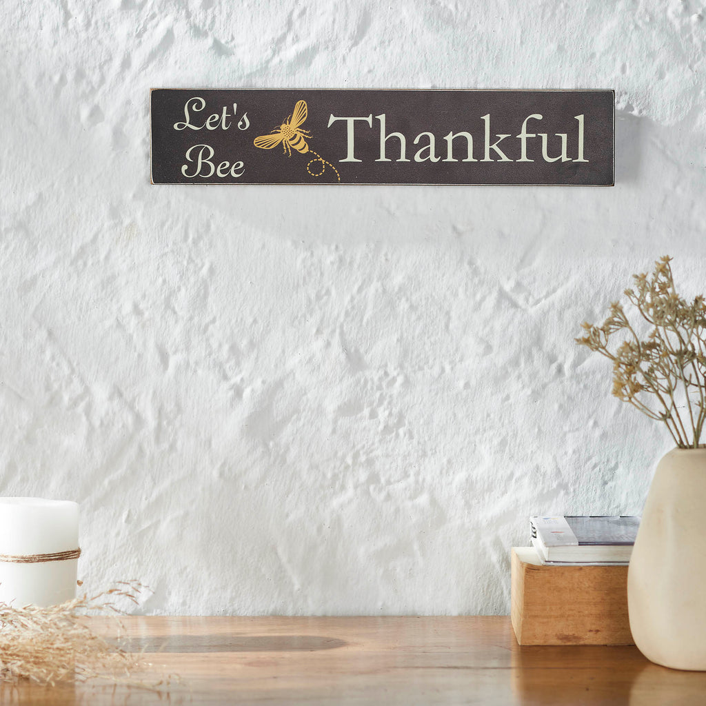 Buzzy Bees Let's Bee Thankful Grey MDF Wall Sign 3x14x0.75 – Beth's ...