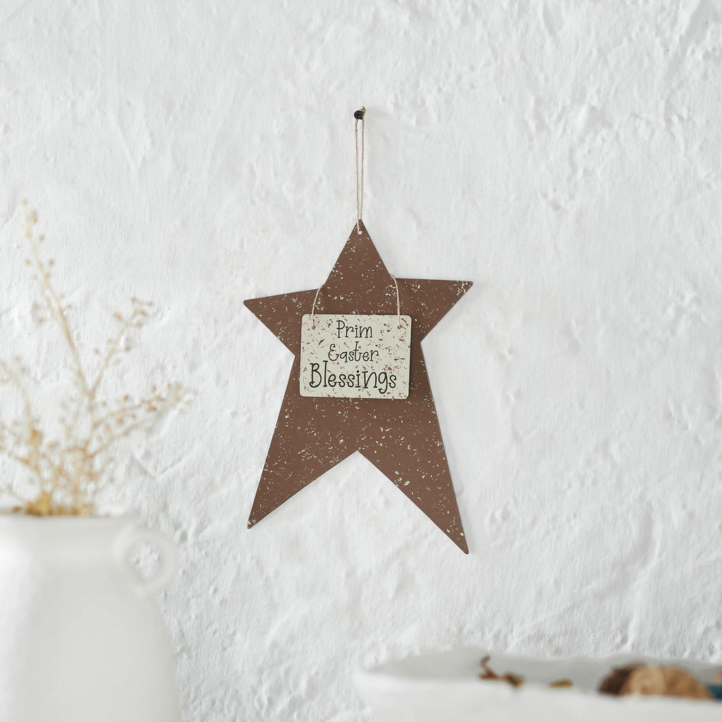 Spring In Bloom Galvanized Metal Prim Easter Blessing Star 9.75x7.3 ...