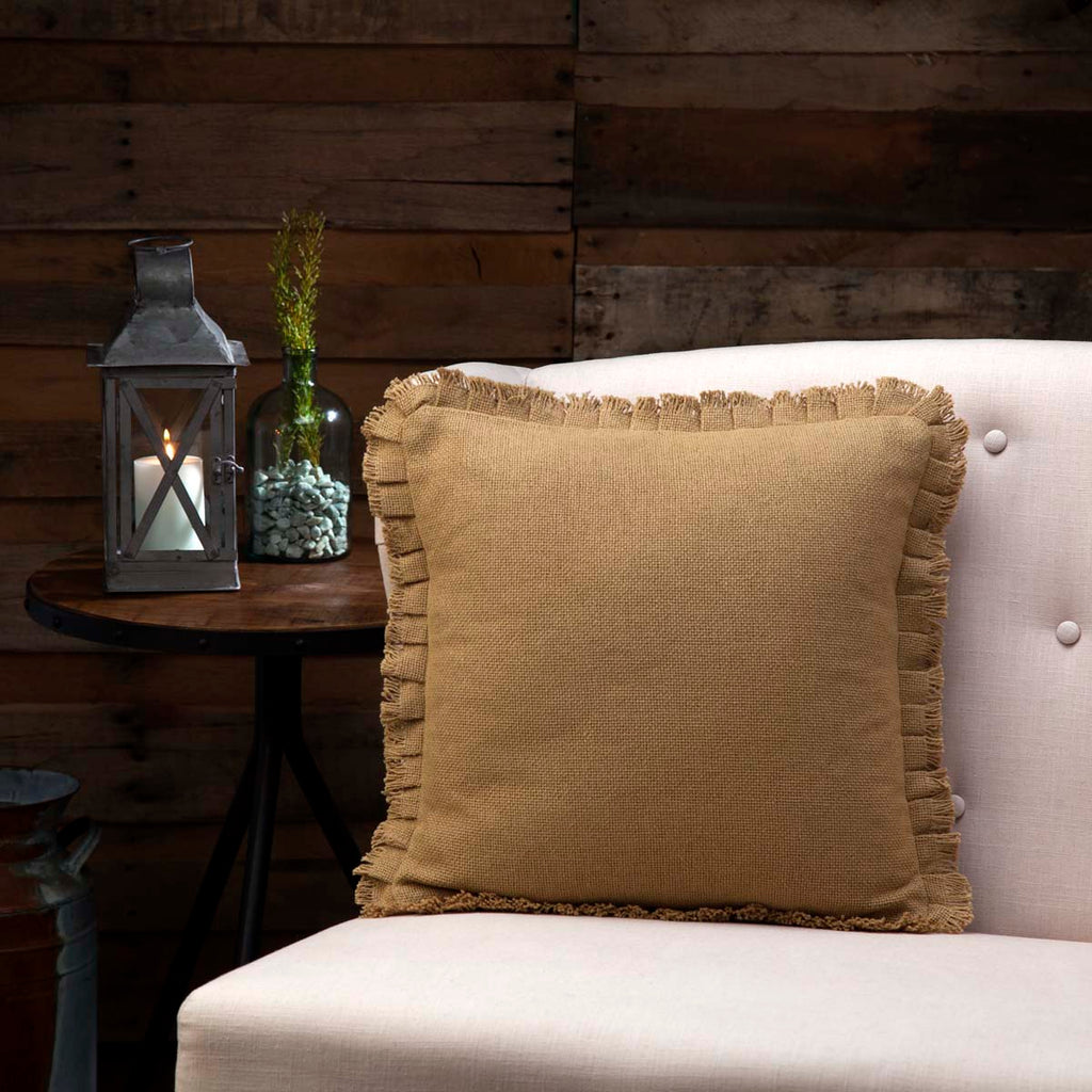 Burlap Natural Pillow w/ Fringed Ruffle 16x16 – Beth's Country ...