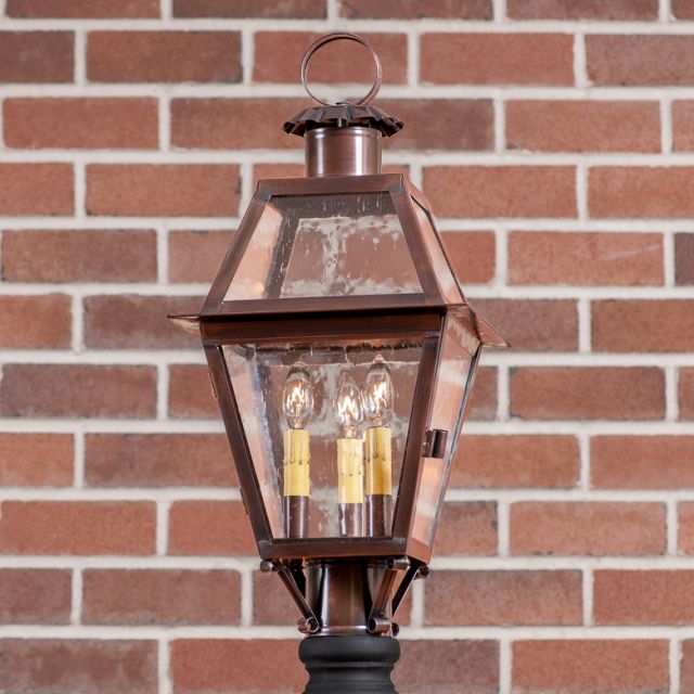 Town Crier Outdoor Post Light in Solid Antique Copper - 3 Light – Beth ...