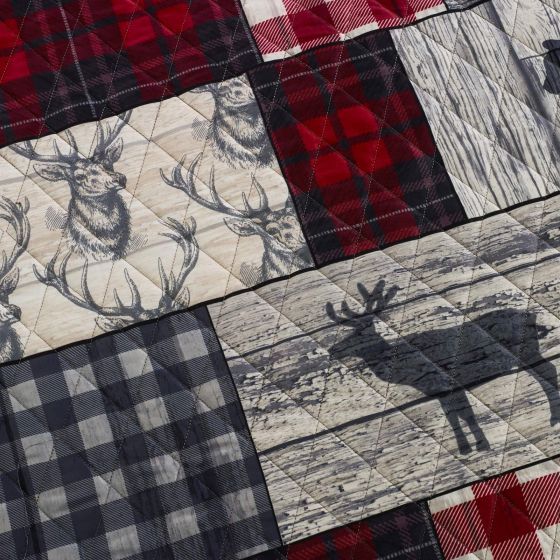 Donna Sharp Red Black Gray Timber Reversible Rustic Lodge Quilted ...